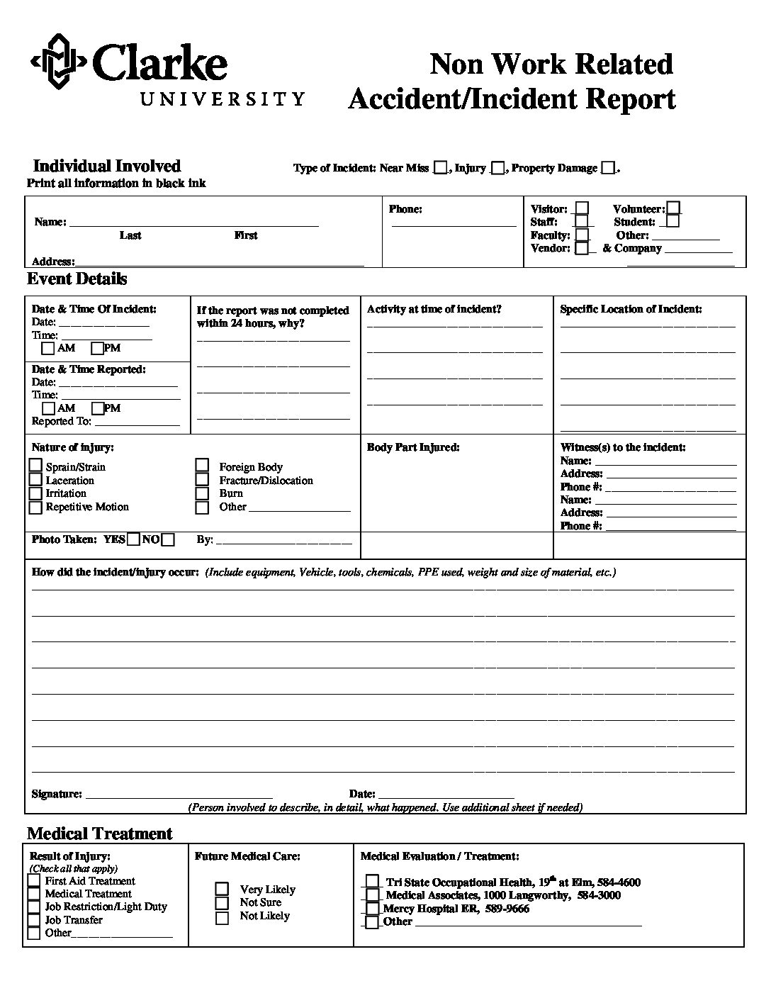 Work Incident Report